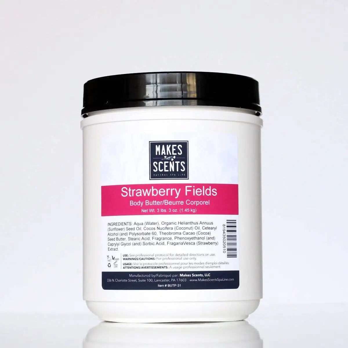 Makes Scents Strawberry Fields Body Butter - 1/2 gallon – The Spa Mart